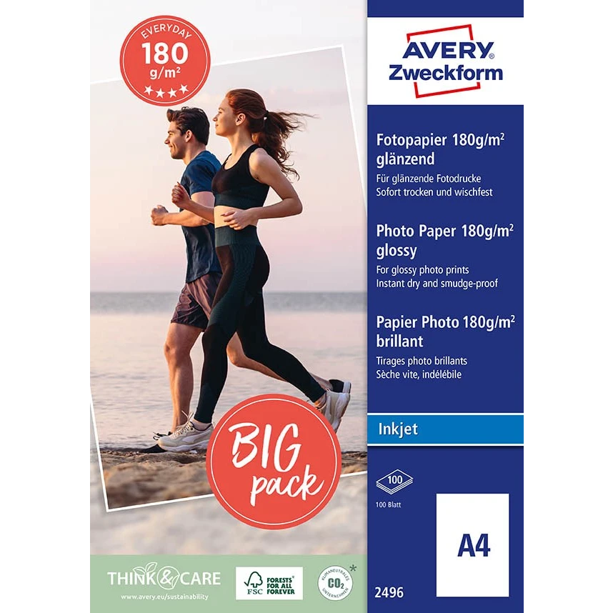Avery fotopapir classic glossy inkjet 180g A4 (100) - Køb billigt på ...