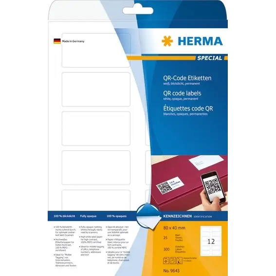 Etiketter Herma etiket Special QR-kode 80x40 (300) hvid - Køb billigt ...