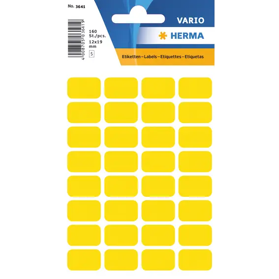 Labels Herma 12x19mm yellow 160 pcs. - Køb billigt på Grafical.dk
