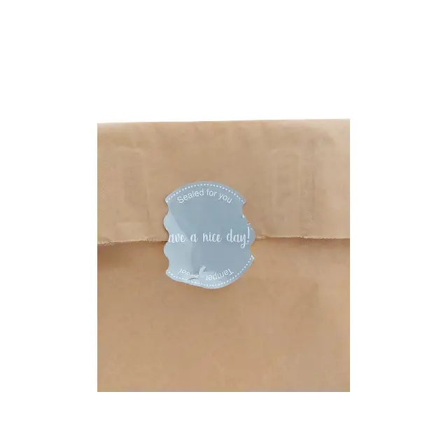 Etiket Meto Have a nice day! Ø80mm grå med sikkerhedssnit - 500 stk ...