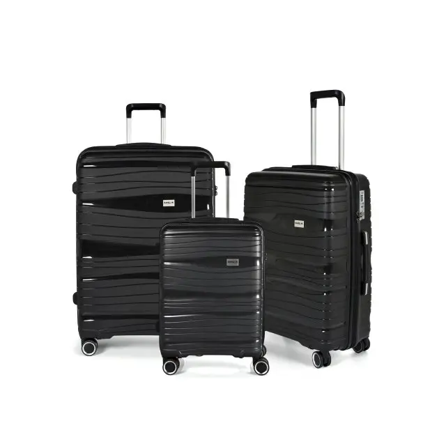 Kuffertsæt RW Travel Alfrida sort 20”/24”/28” PP-plast med TSA-lås - Køb billigt på Grafical.dk