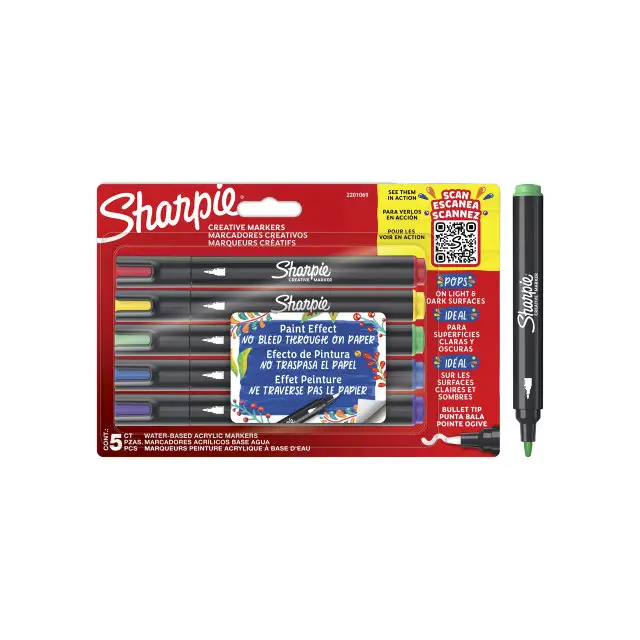 Paintmarker Sharpie Creative kuglespids acrylic 5pk ass - Køb billigt ...