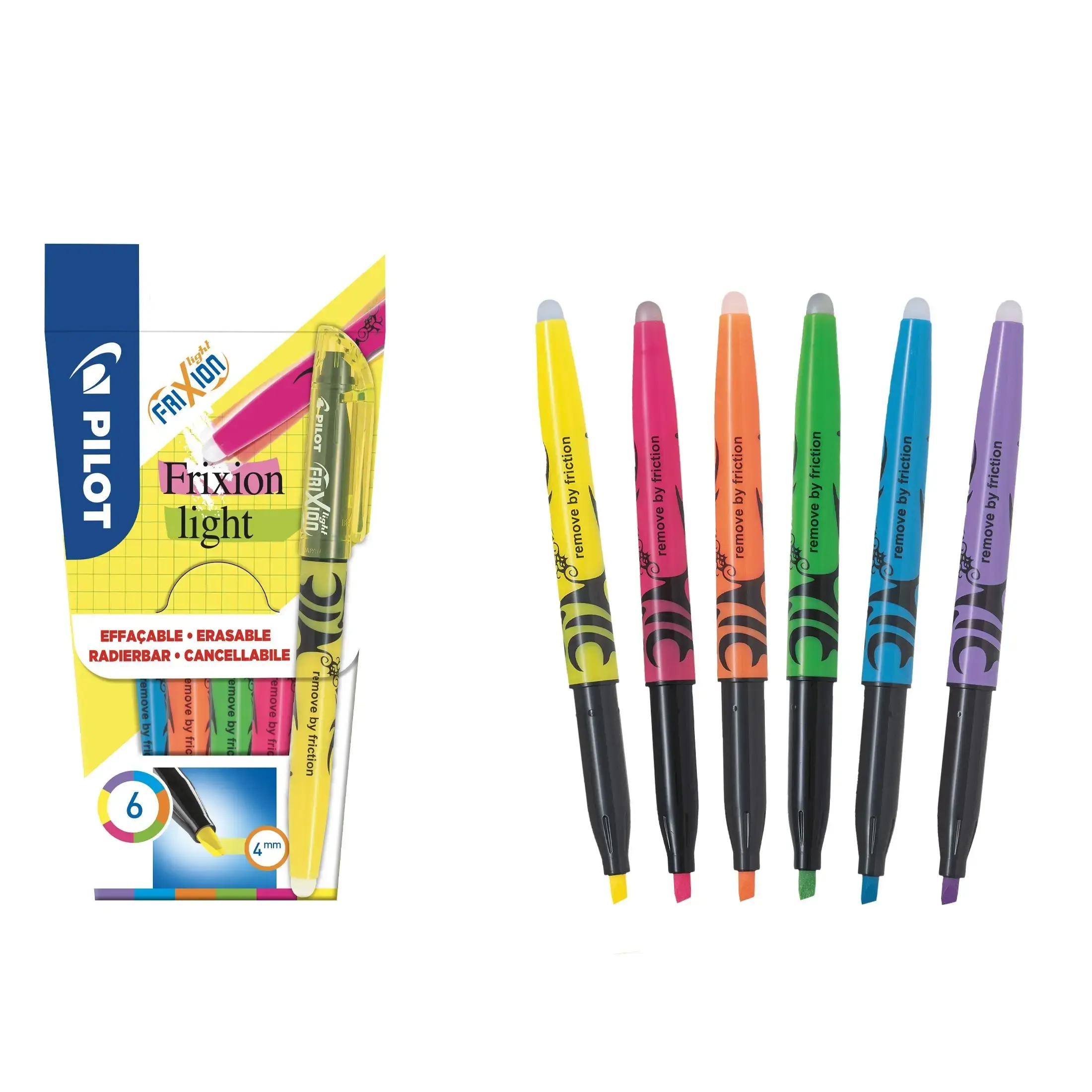 Pilot Frixion Light sæt med 6 stk. ass farver - Køb minimum 12 stk ...