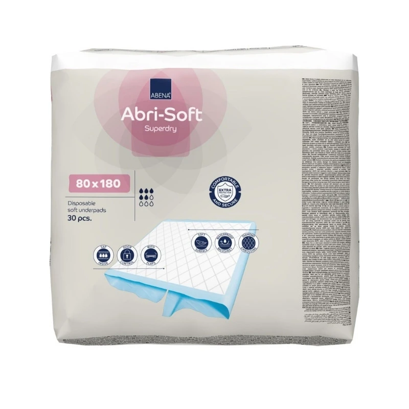 Abena Abri-Soft Superdry Engangsunderlag med vinger, 180x80 cm, 30 stk. | Køb på mitliv.dk