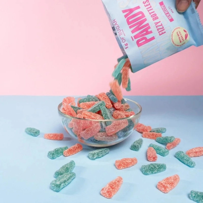 Pandy Fizzy bottles - uden tilsat sukker, 50g | Kalorielette vingummier ...