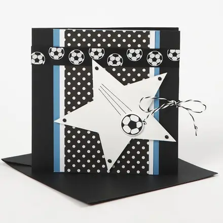Fodboldkort i blå og sort