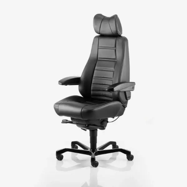 Kontorstol KAB Seating Controller, White-Line Sort skind inkl. armlæn ...