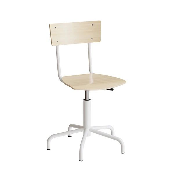Stol Strong 113, birk laminat med hvidt stel og glidesko » Køb billigt ...