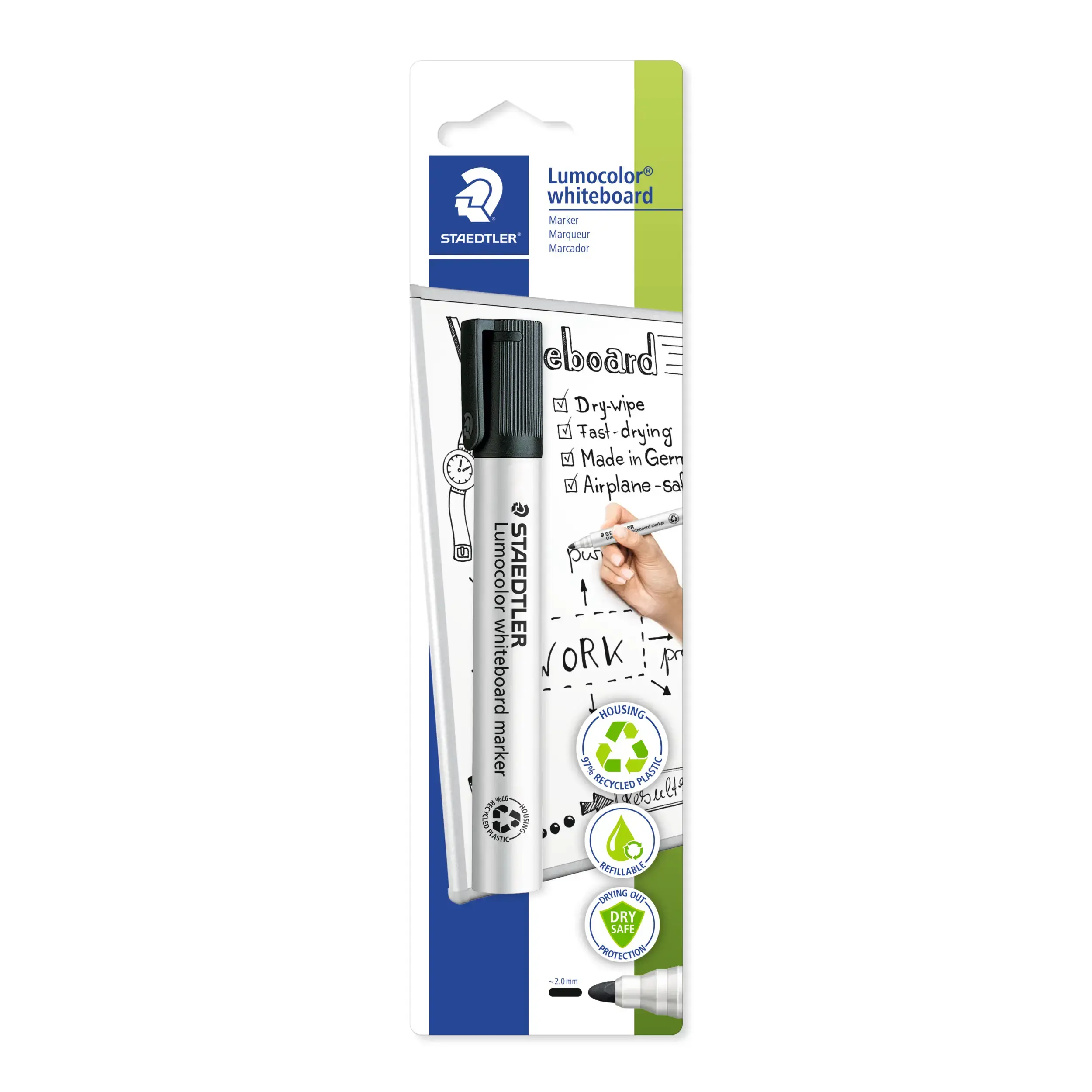 Staedtler WB Marker Lumocolor rund 2mm sort blister - Køb minimum 10 stk.
