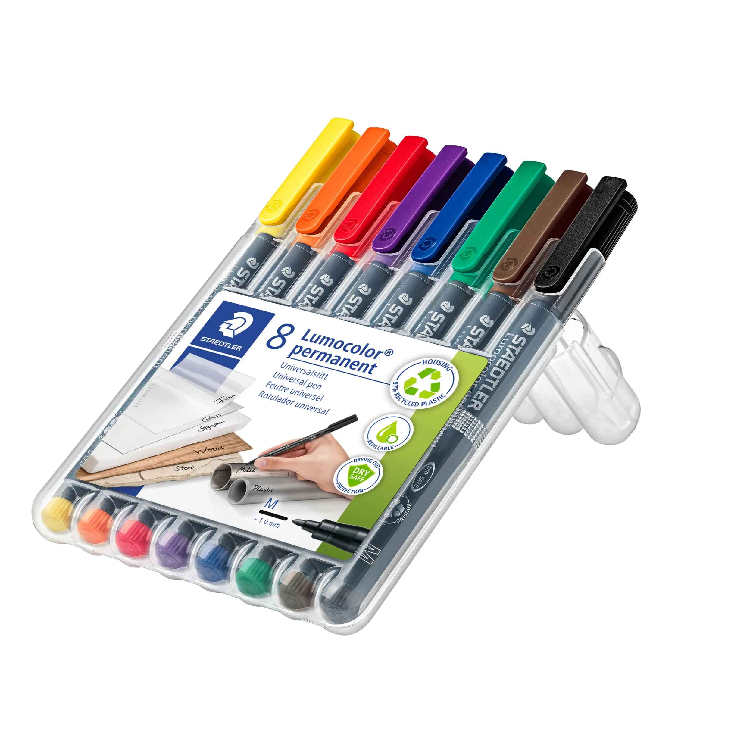 Tusser Staedtler Marker Lumocolor Perm 1,0mm ass (8) - Køb minimum 10 stk.