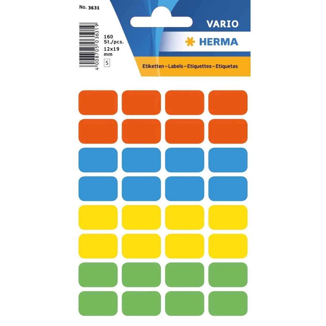 Multi-purpose labels Herma 12x19 mm colours assorted 160 pcs - Køb ...