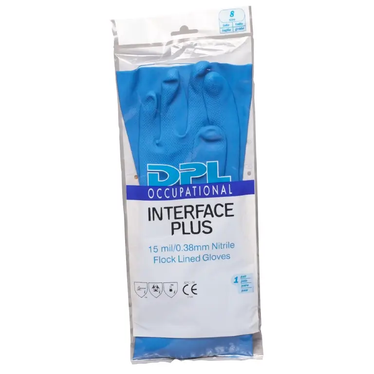 Nitril handsker Interface Plus Blå Med velour - Størrelse 9 - 12 stk ...