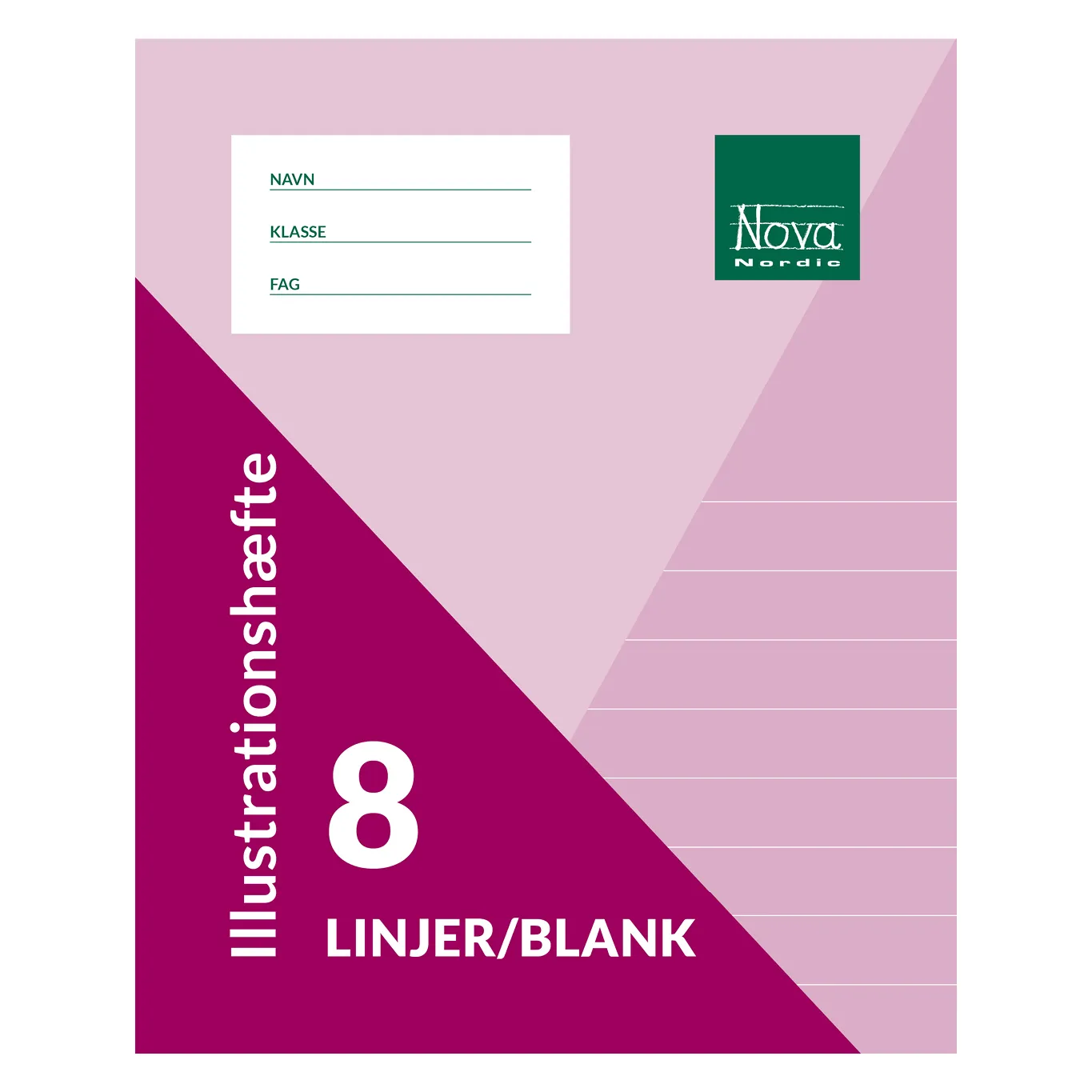 Nova Skolehæfte - Blankt papir med 8 linjer, 25 stk. Tegne/skrivehæfte.