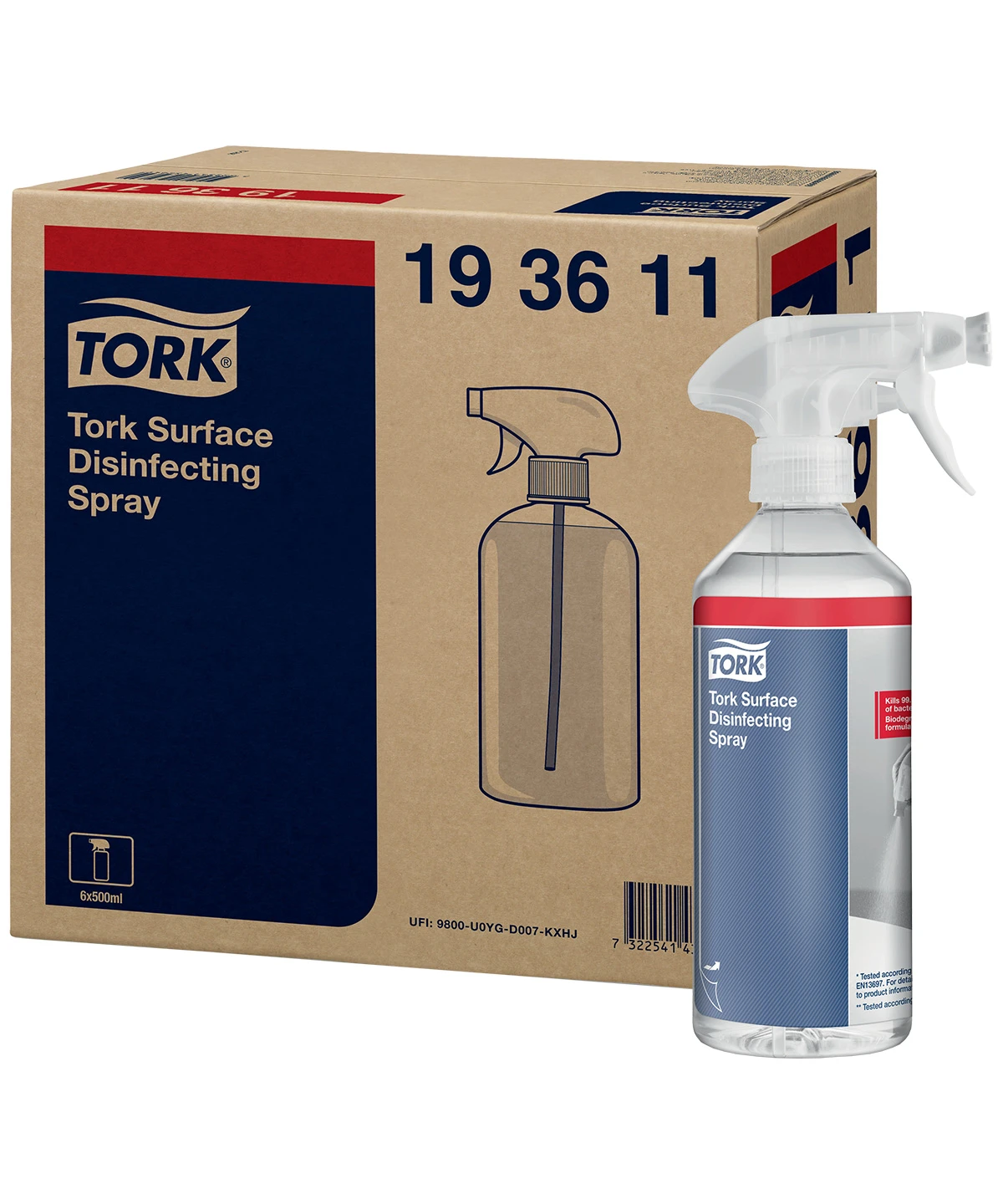 Tork desinfektionsspray - 6 Flasker á 500 ml