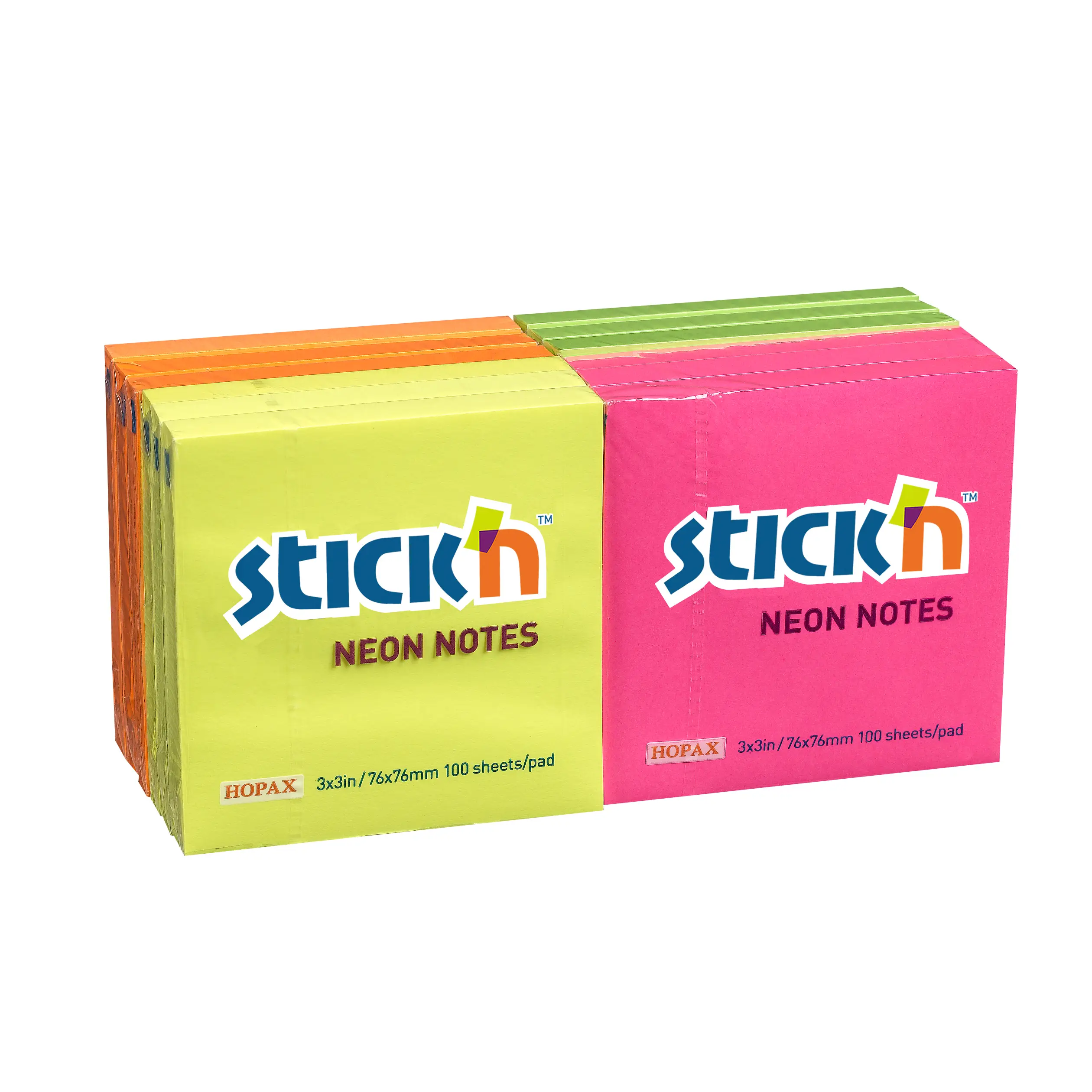 Notes Stick'N Neon, 76x76mm - 12 blokke á 100 blade - Køb billigt på ...