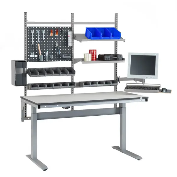 Arbejdsbord - ErgoMini komb.2 - 2000x800 mm - El-drevet - 180 kg - Lys grå » Køb billigt på ...