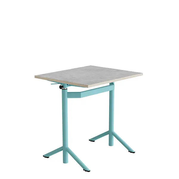 Elevbord Atlas 1132, 700x600mm, lys grå linoleum, turkis stel » Køb billigt på Grafical.dk