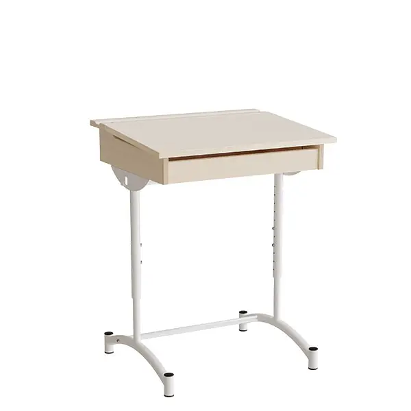 Elevbord, stilbar 128, birk laminat, hvidt stel » Køb billigt på Grafical.dk