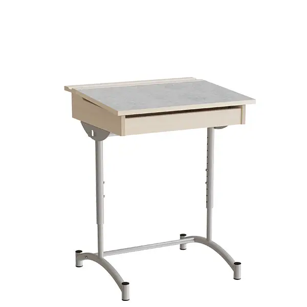 Elevbord, stilbar 128, lysgrå linoleum, alugråt stel » Køb billigt på Grafical.dk