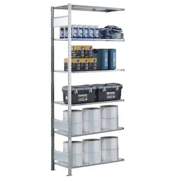 Følgesektion Boltless lagerreol, bjælker 2500x1300x400 150 kg/hylde ...