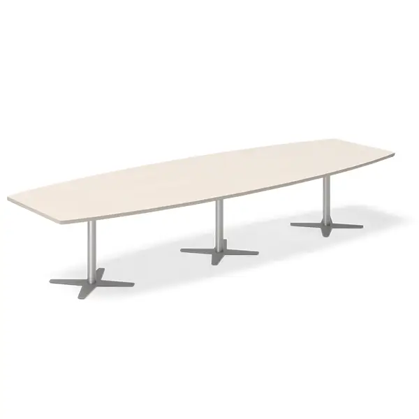 Konferencebord DNA, Birk 3800x1200 mm bådformet, Alugrå understel » Køb ...