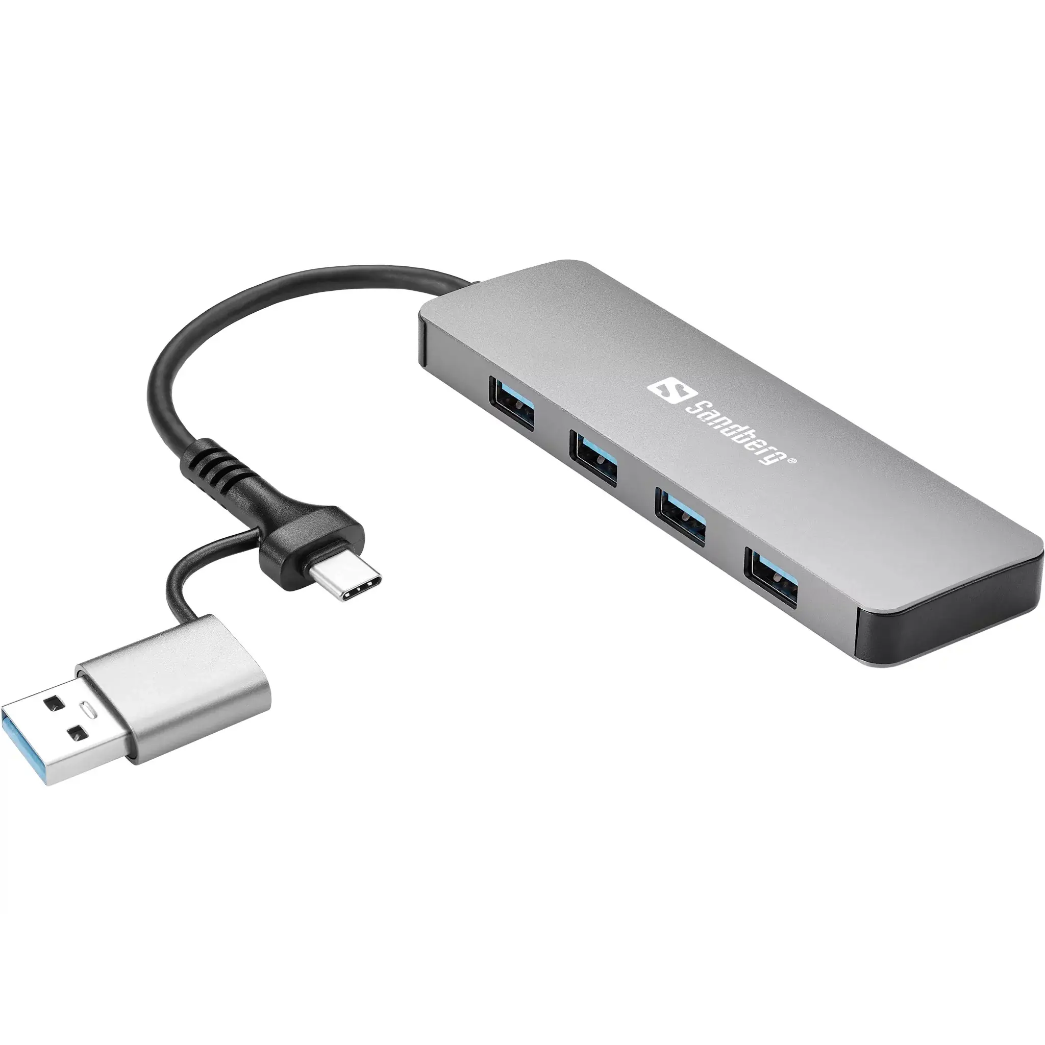 Sandberg USB-C/A to 4xUSB 3.0 Hub – Aluminium – Plug & Play - Køb ...