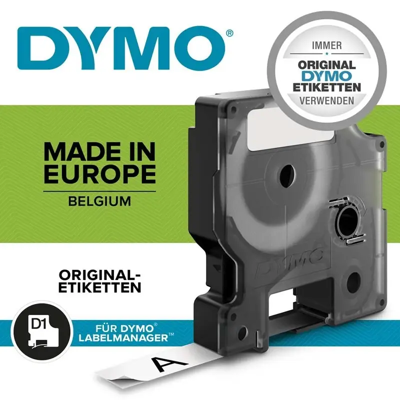 DYMO Tape D1 45806 - Labeltape 19 mm sort på blå - 5 stk - Køb billigt ...