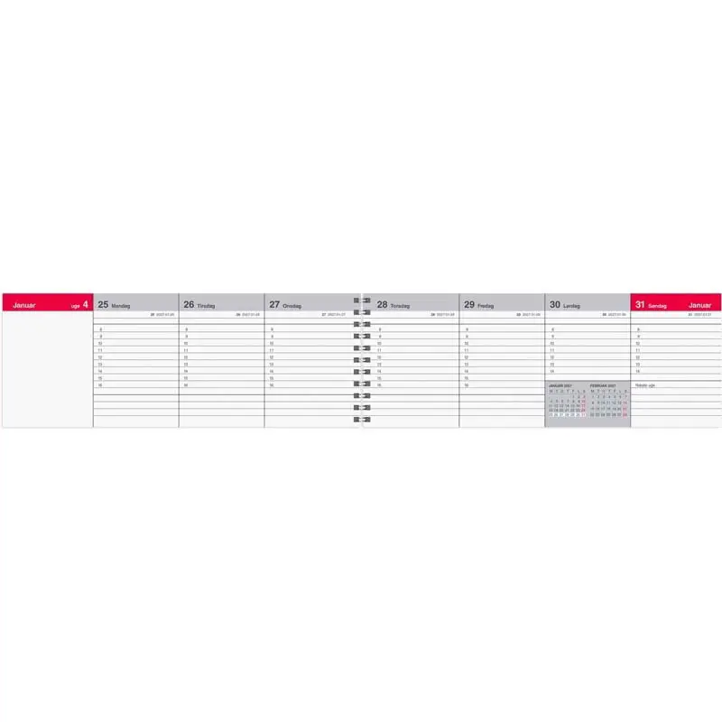 Bordkalender uge - 257x97mm - Spiral - Højformat - Grå - 2027 - Mayland ...