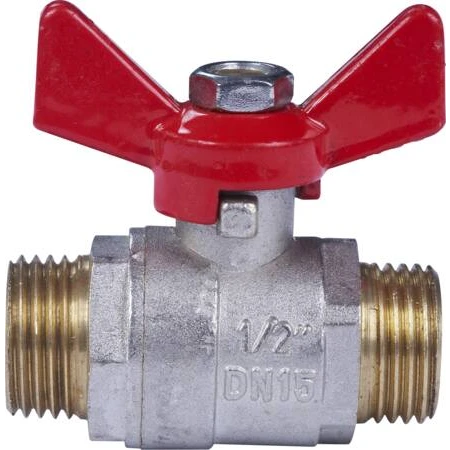 Kuglehane 1/2" nippel/nippel med T-greb