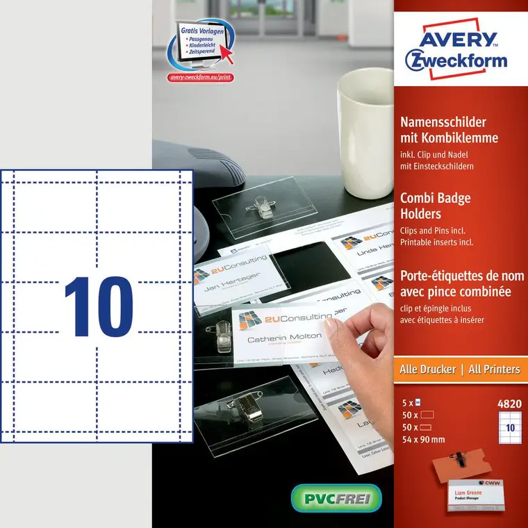 Navneskilte kit - Avery 4820 - 54 x 90 mm - 50 stk - PVC-fri - Køb ...