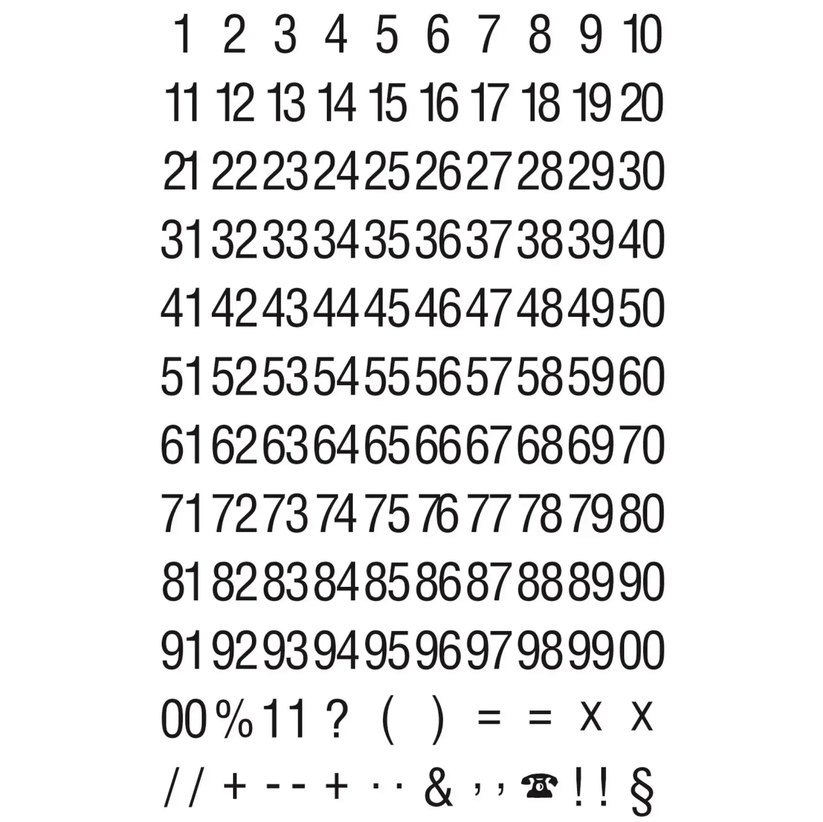 Tal 00-99 Avery manuel etiket sort/hvid (2 x99) - Køb minimum 10 stk ...