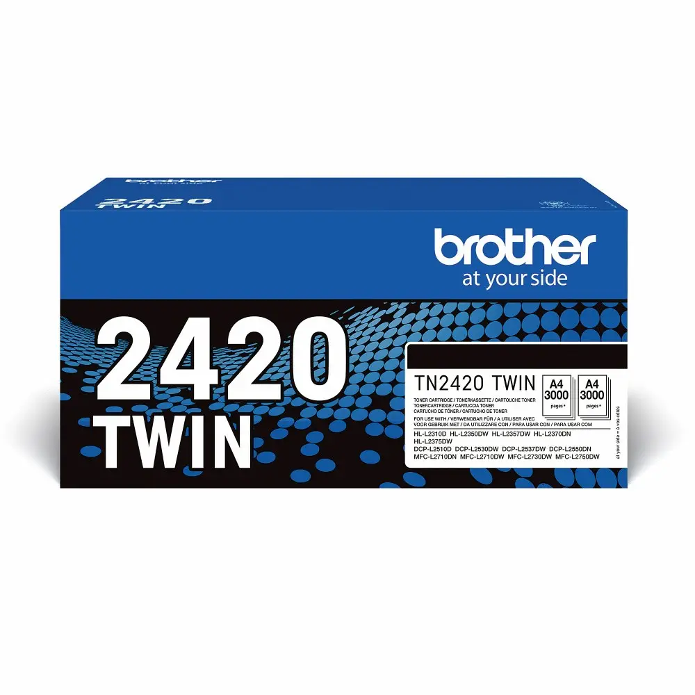 Brother TN-2420 Twin-Pack Sort Toner, 2 x 3.000 sider - Køb billigt på ...