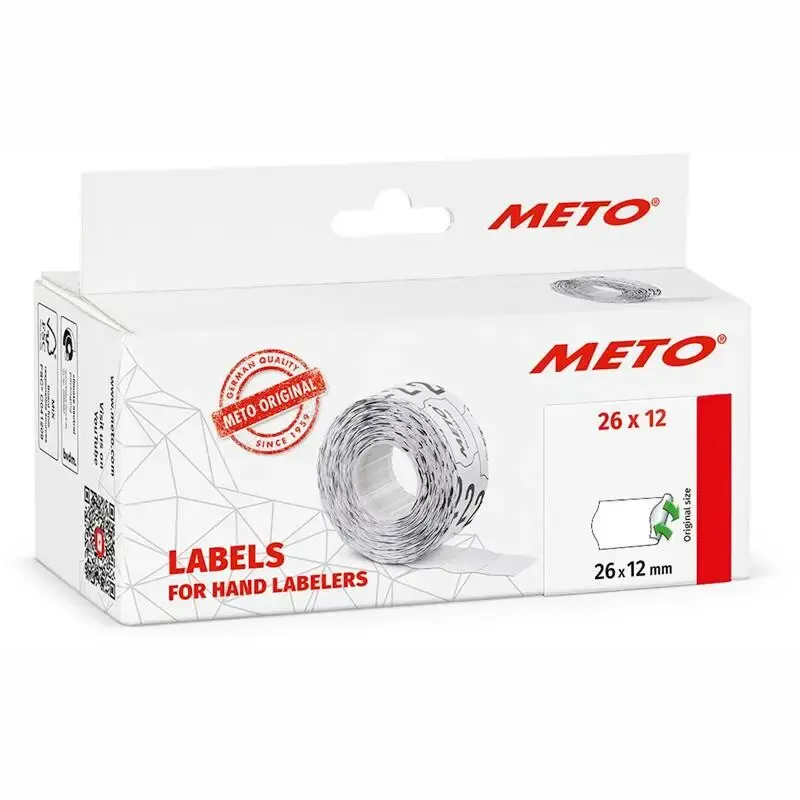 Etiketter - Meto 26x12mm hvid aftagelig - 1000 stk/rulle - 6 ruller ...