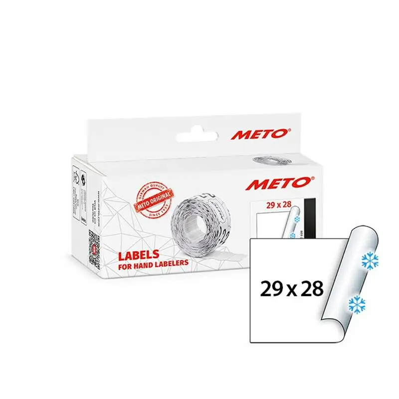 Etiket Meto 29x28mm hvid køl frys - 1000 stk pr rulle - 5 ruller pr ...
