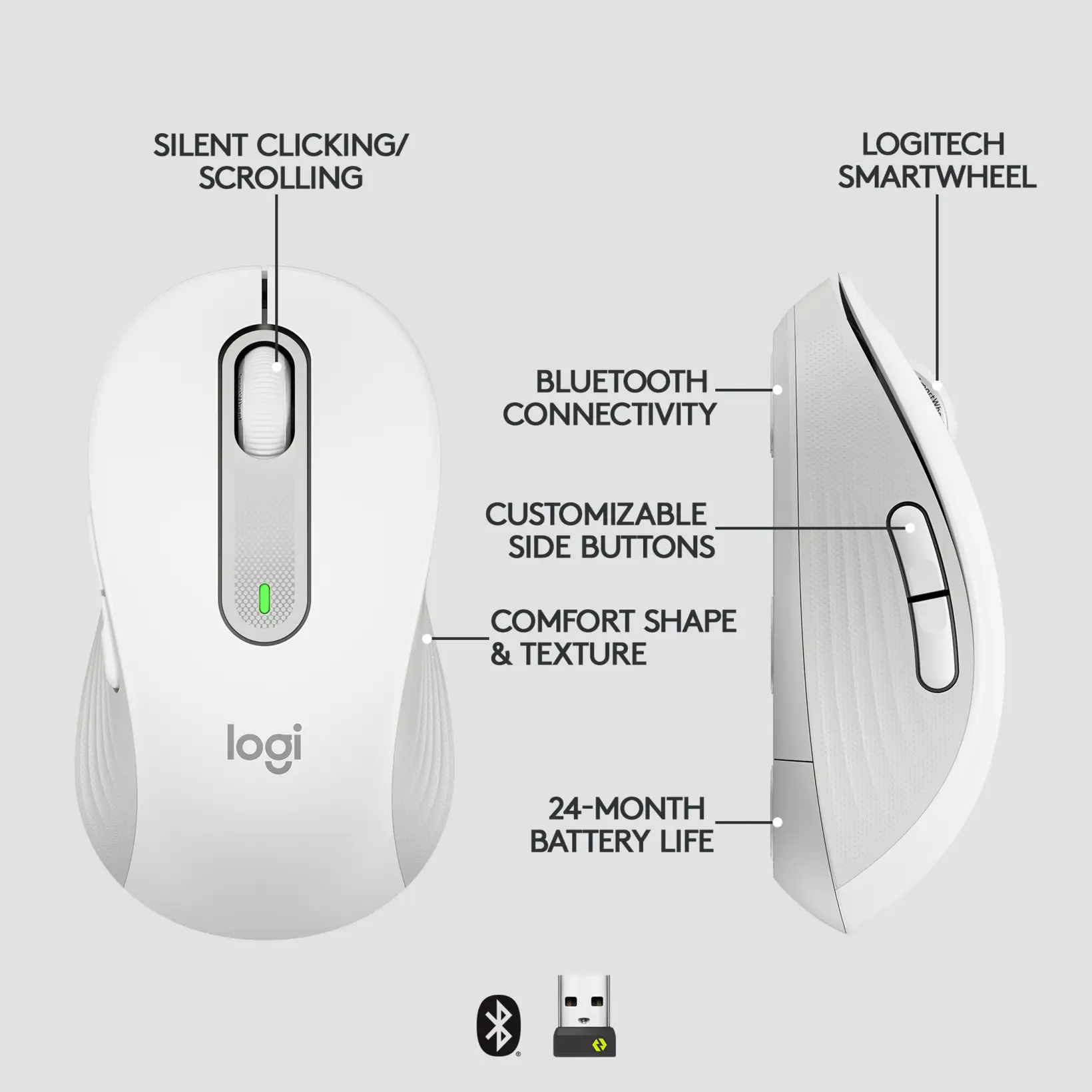 Trådløs mus Logitech Signature M650 Large Off-white - Køb billigt på ...