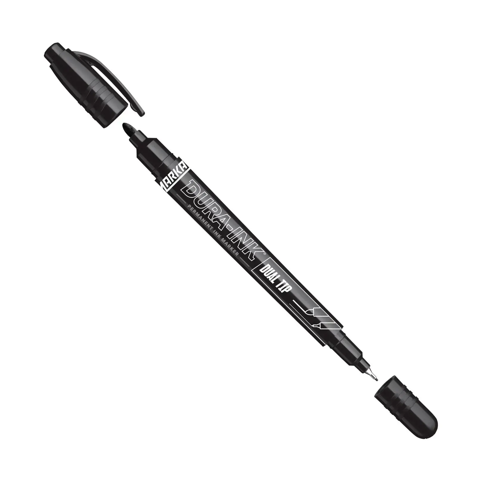 Industritusch - Markal Dura-Ink Dual Tip - Sort - Permanent - Dobbelt Spids