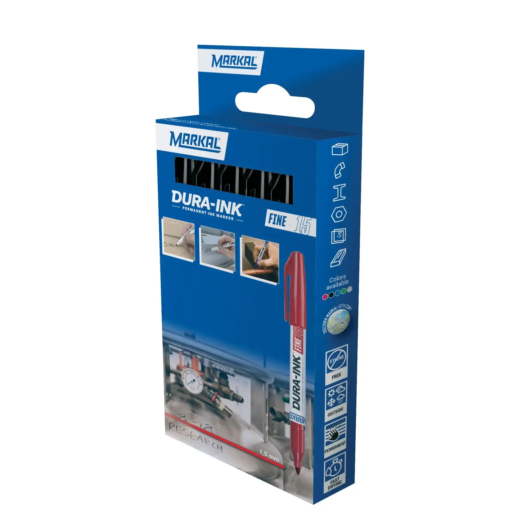 Industrituscher Markal Dura Ink Fine 15 Retail Pack (5) black - Køb ...