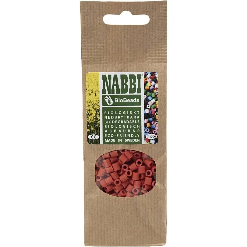 Rørperler NABBI BioBeads str. 5x5 mm, hulstr. 2,5 mm, medium, lys rød ...