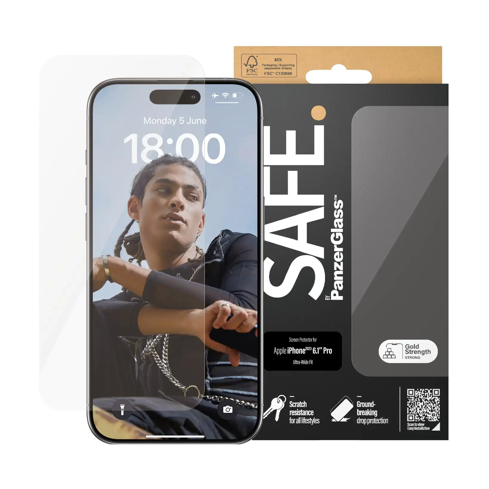 PanzerGlass SAFE. Screen Protector iPhone 15 Pro Ultra-Wide Fit - Køb ...