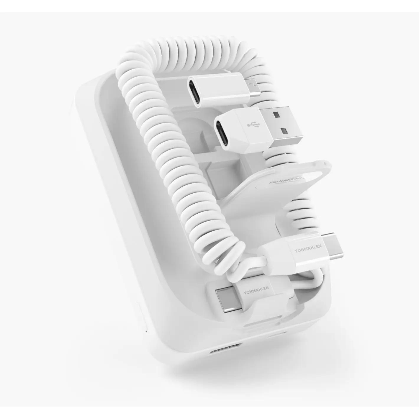 Powerbank m. kabel - Vonmählen allroundo Pro - 10.000 mAh - Hvid - All ...