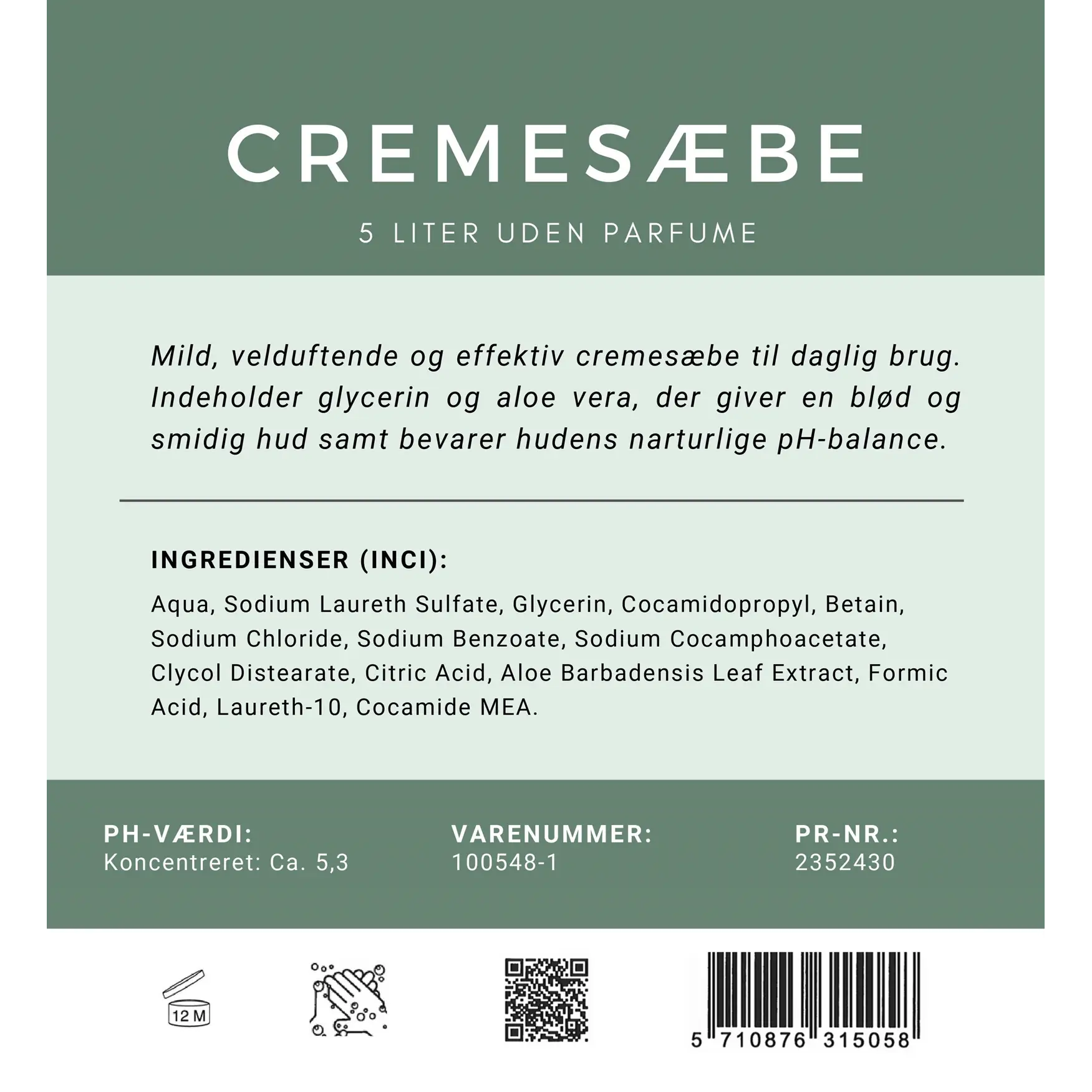 Cremesæbe - Svanemærket med parfume uden parabener - 5L - Køb billigt ...