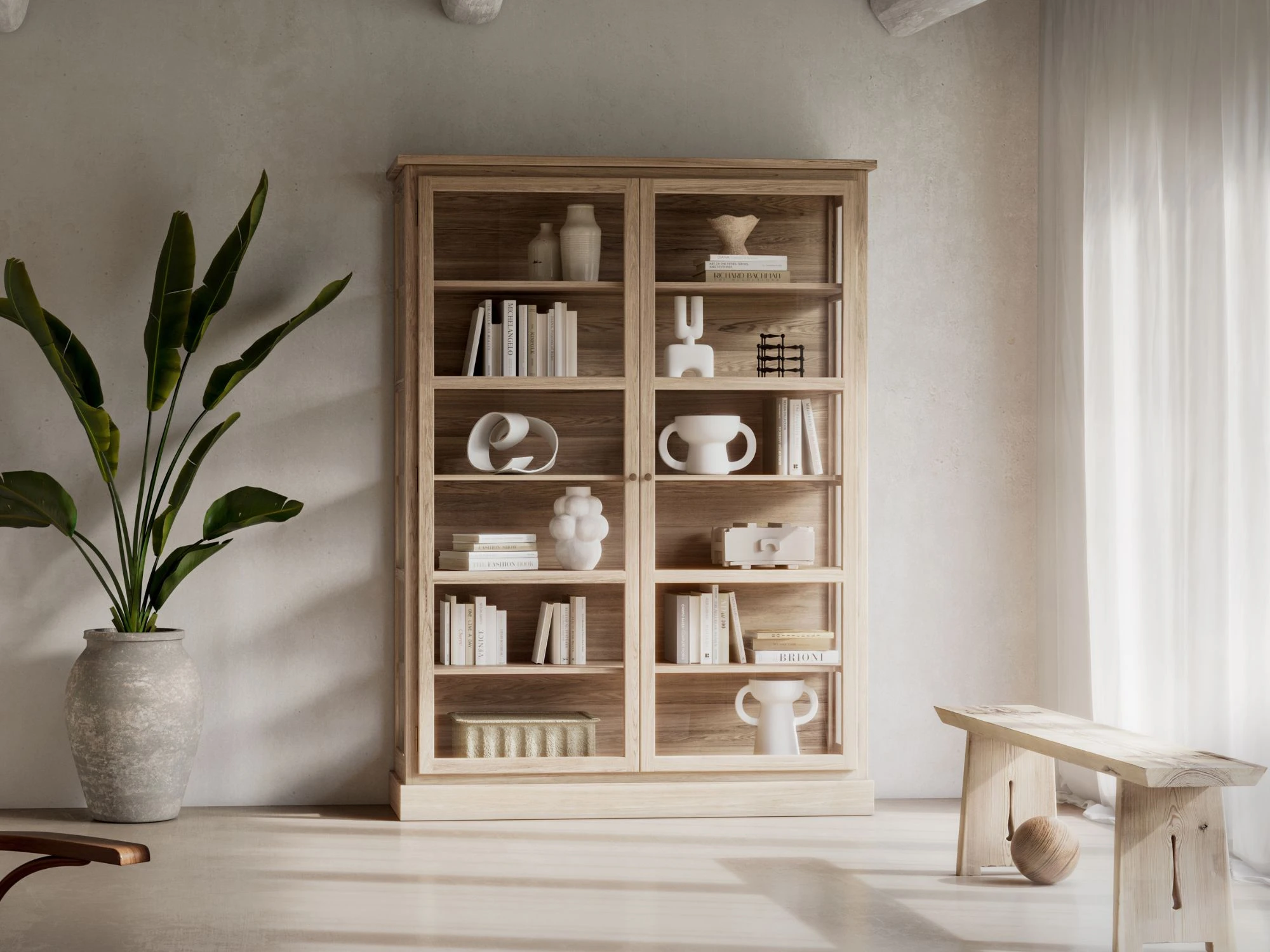 Nu på TILBUD - Lindebjerg Design Light Oak N2 vitrineskab - bolighuset.dk