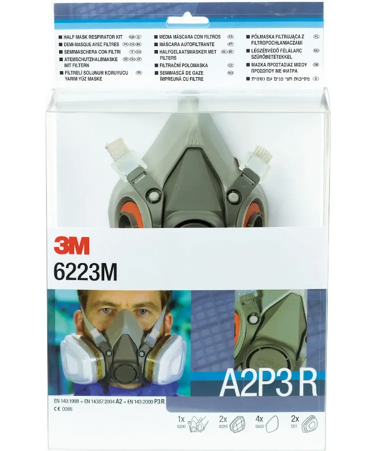 3M 6223M startsæt m/ 6000 halvmaske str. M og A2 + P3 filtre