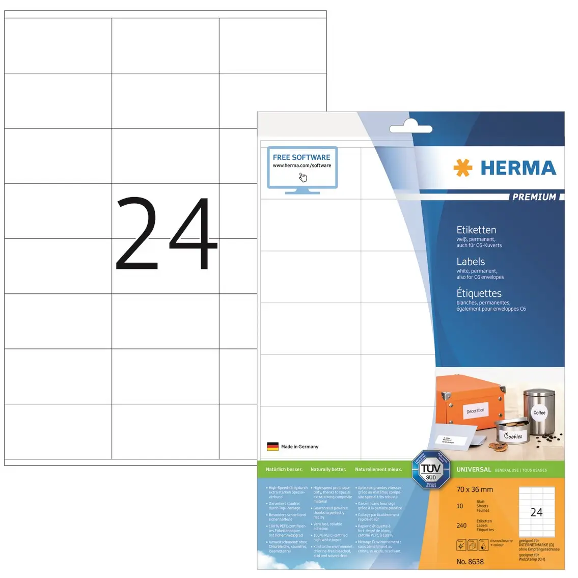 Etiketter print selv HERMA Premium 70x36 (240) - Køb billigt på Grafical.dk