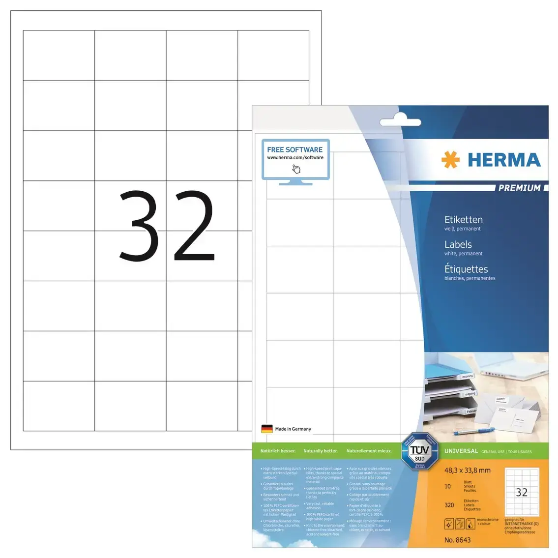 Etiketter print selv HERMA Premium 48,3x33,8 (320) - Køb billigt på ...