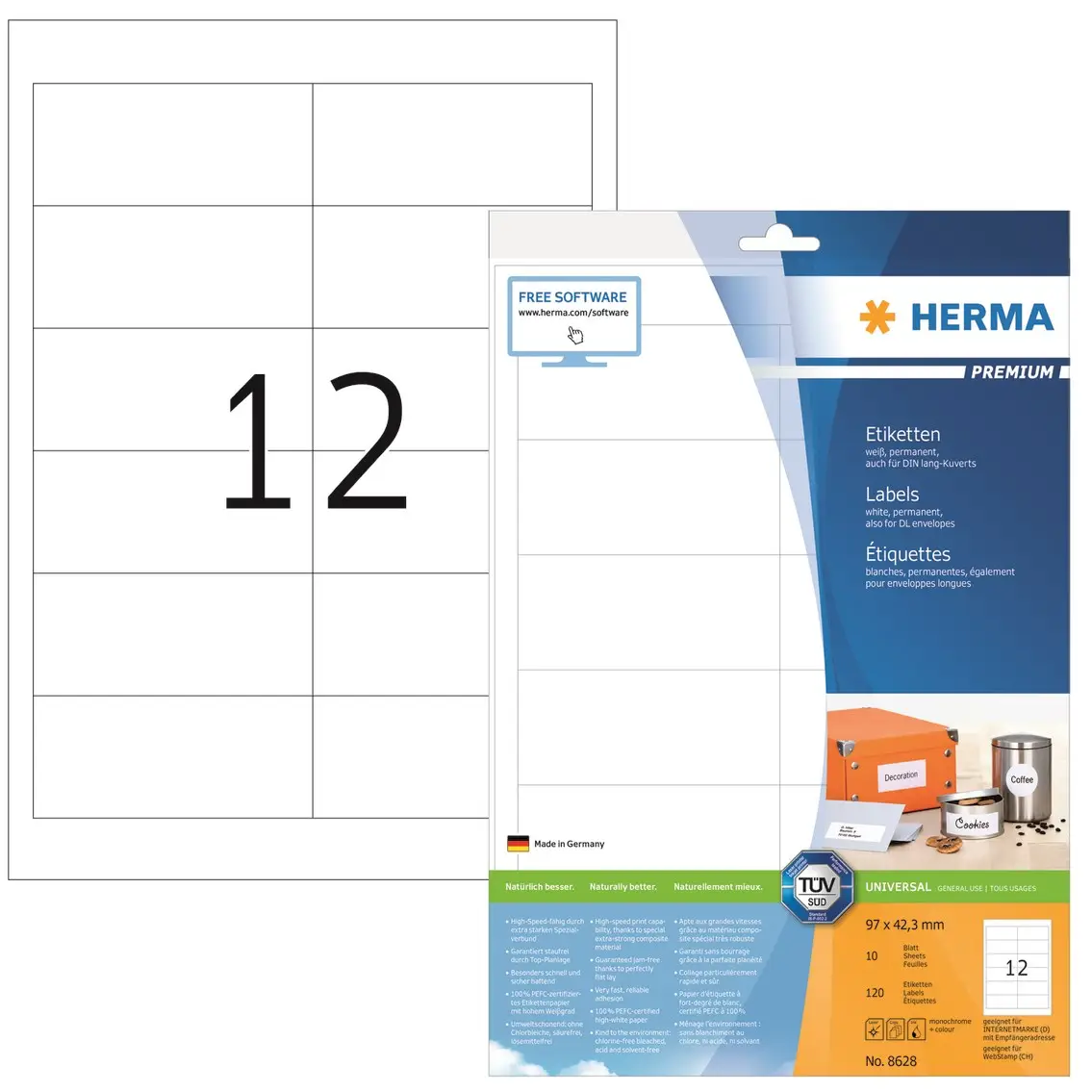 Etiketter print selv HERMA Premium 96,5x42,3 (120) - Køb billigt på ...