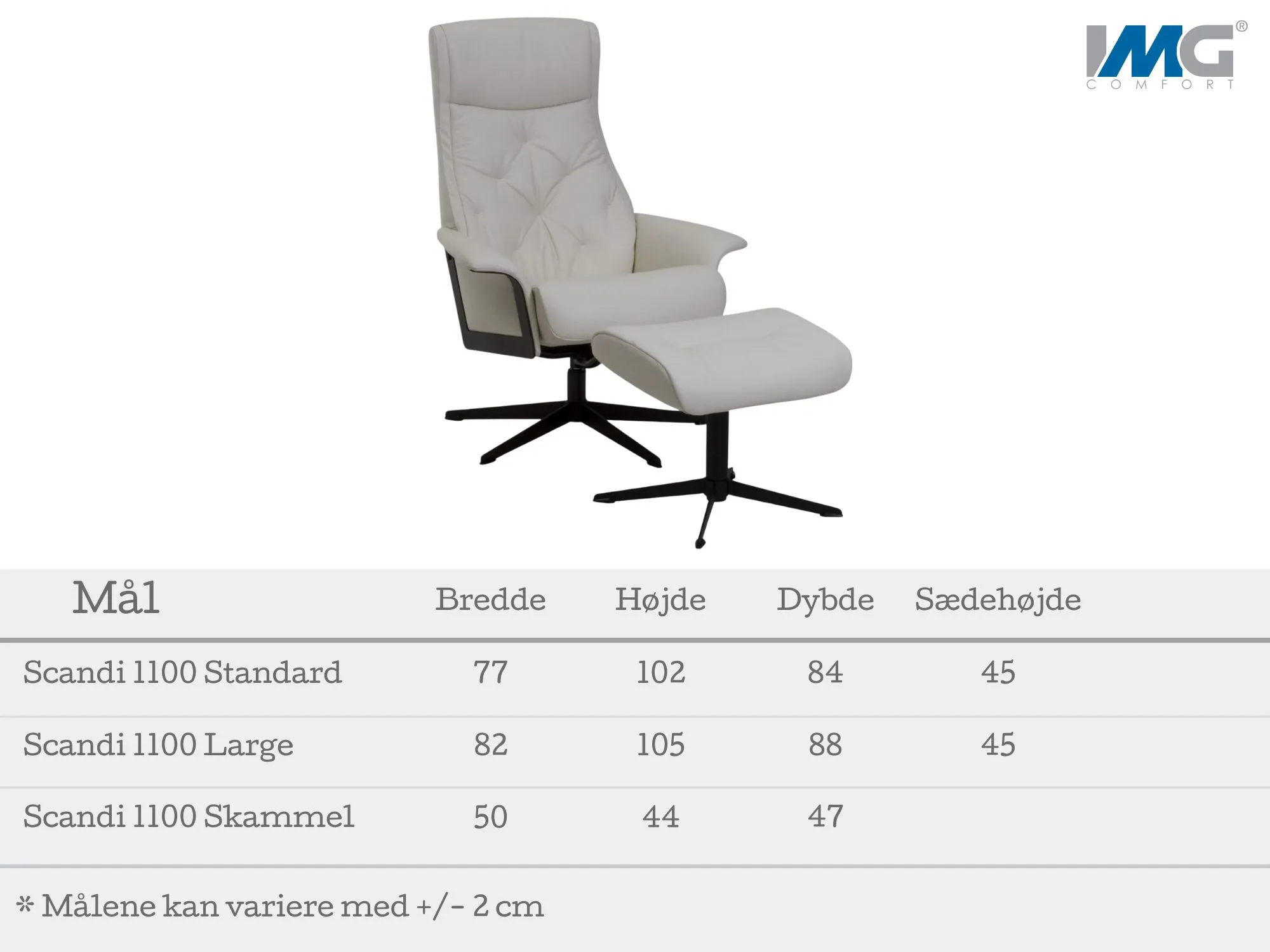 IMG Scandi 1100 lænestol inkl. skammel - prisgaranti - bolighuset.dk