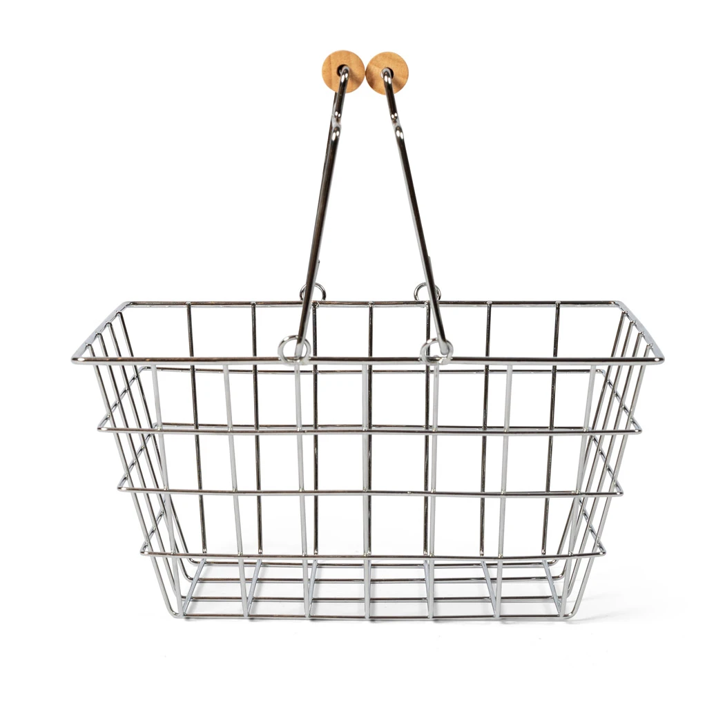 WIRE BASKET W/WOODEN HANDLE