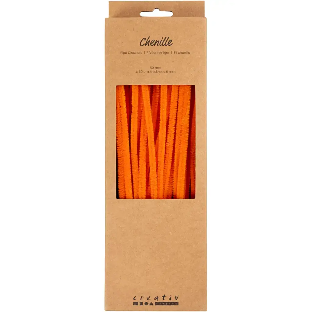 Chenille, L: 30 cm, tykkelse 6 mm, orange - 50 stk / 1 pakke » Køb ...