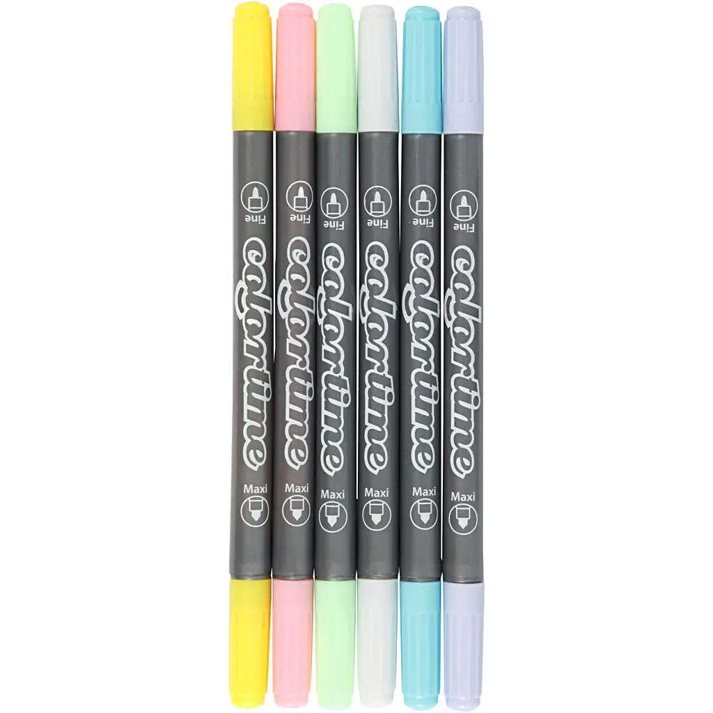 Tusser pastelfarver dobbelt Colortime 2.3+3.6 mm - 6 stk - Køb billigt ...